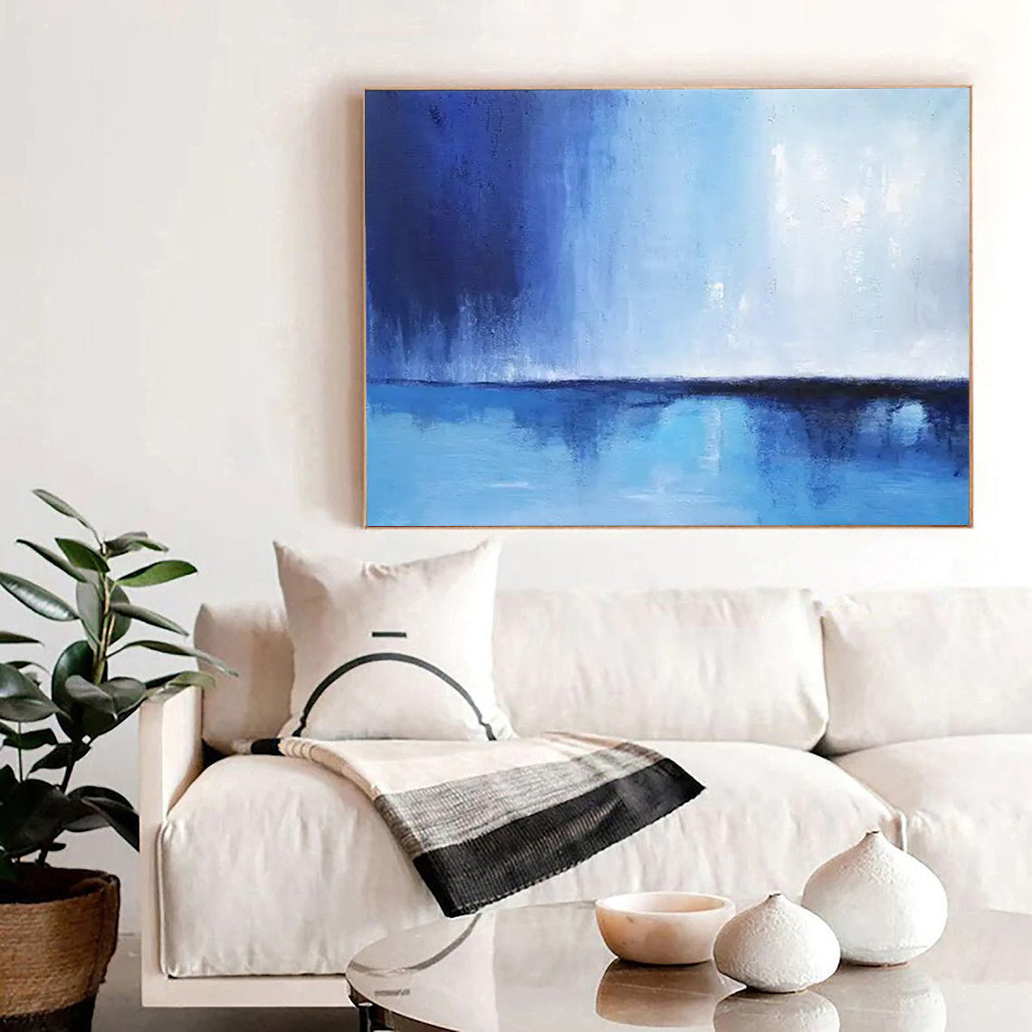 Navis - Navy Blue Acrylic Ocean Painting on Canvas – Noho Art Gallery